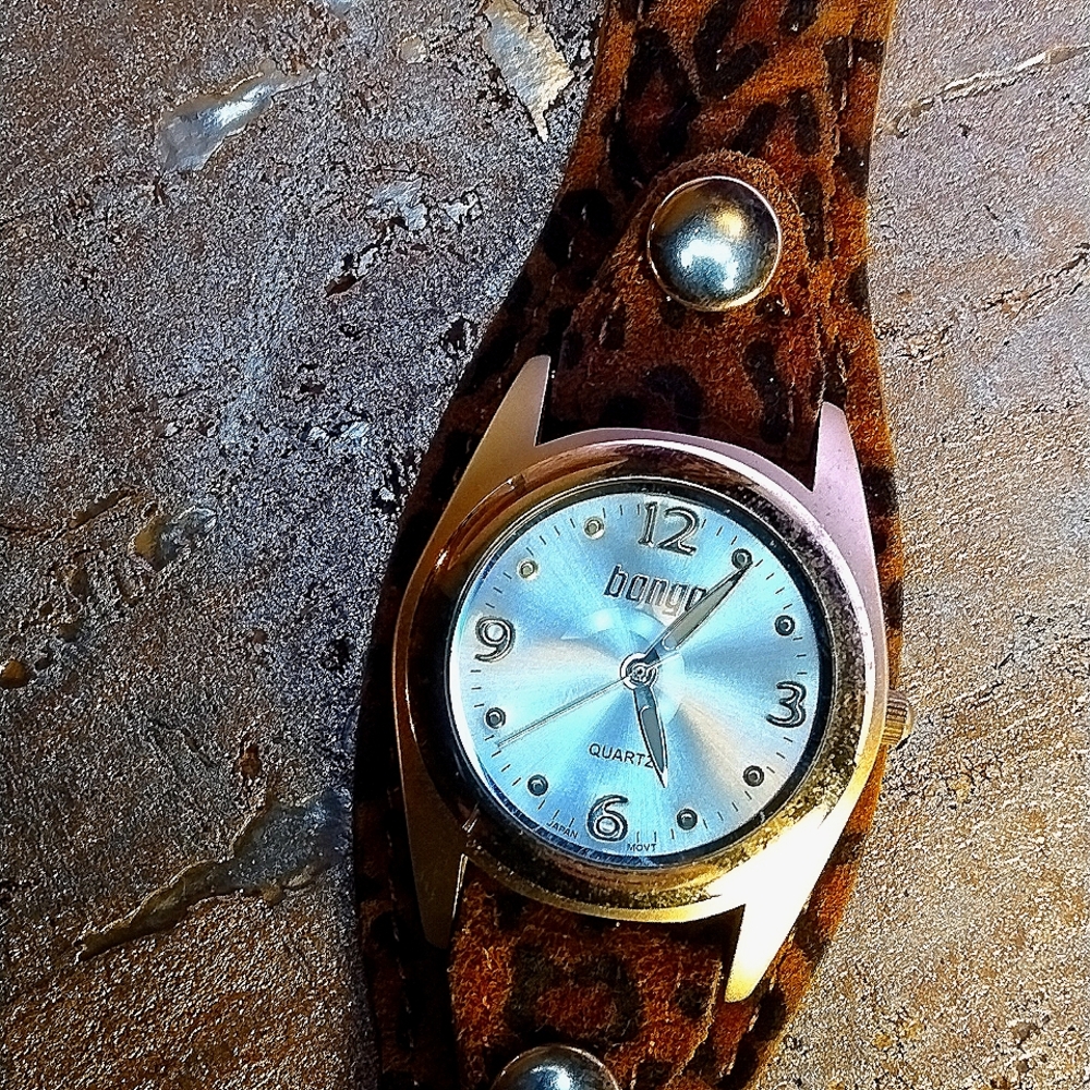 Bongo Watch 90s/2000s Leopard Print And Silver, Sizab… - Gem